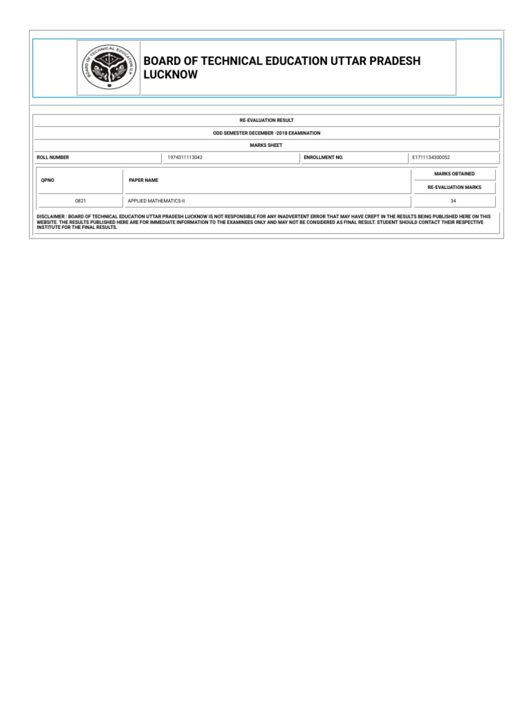 UP Technical Education Re-Evaluation Results | PDF