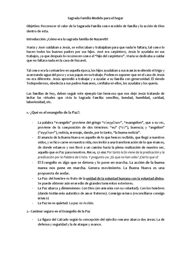 Tema La Sagrada Familia | PDF | Paz | Evangelios