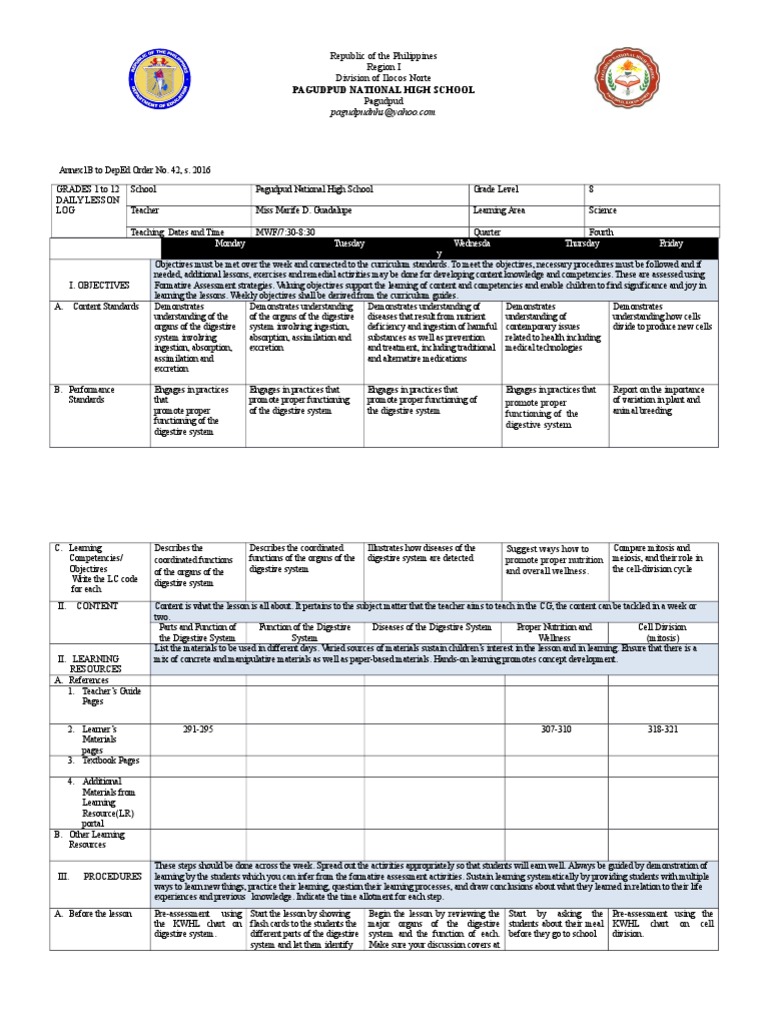 DLL g8 Science | PDF | Gastrointestinal Tract | Digestion