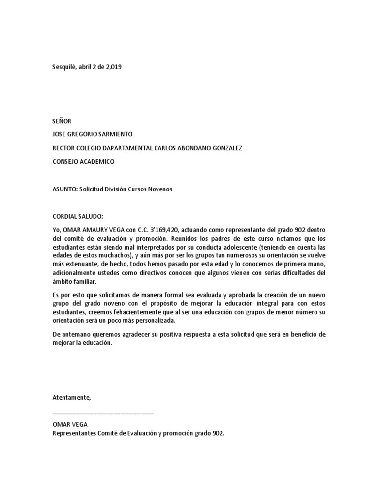 Carta A Consejo Academico | PDF