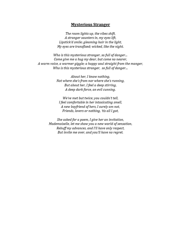 Mysterious Stranger Poem | PDF