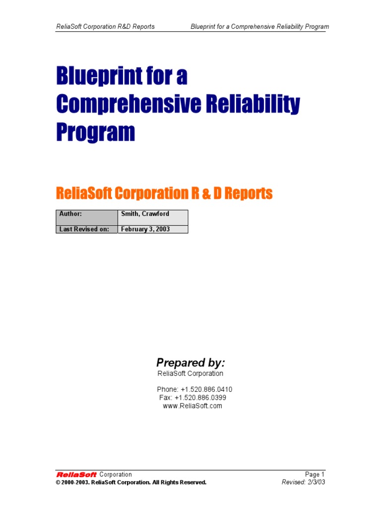 Reliability Blueprint PDF | Download Free PDF | Reliability Engineering | Data Analysis