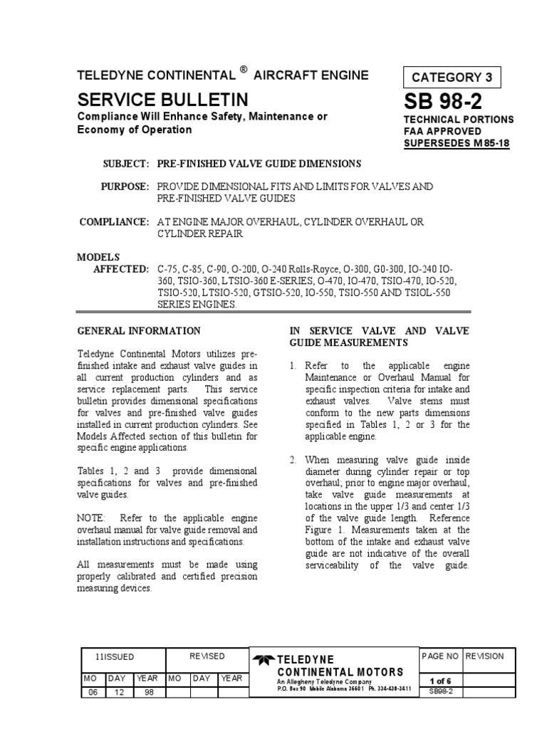 SB98 2 | PDF | Cylinder (Engine) | Valve