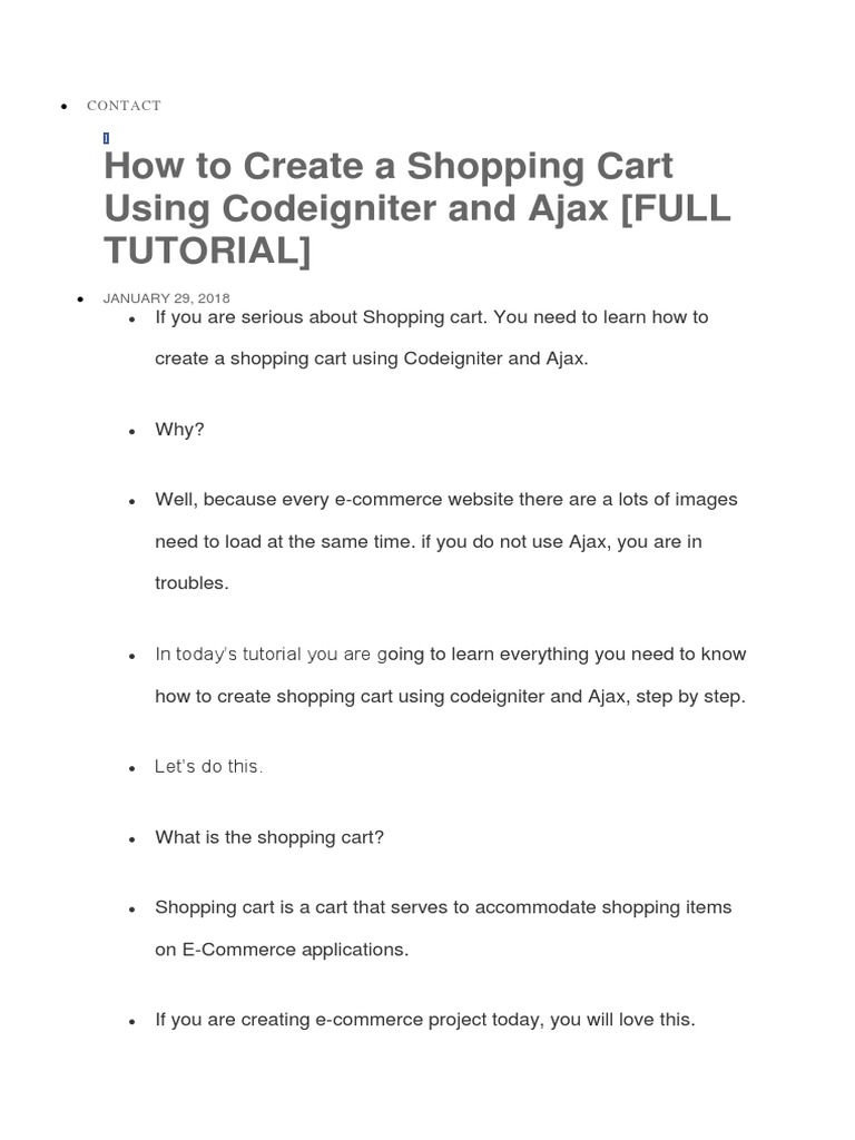How To Create A Shopping Cart Using Codeigniter And Ajax Pdf Ajax Programming Database Index