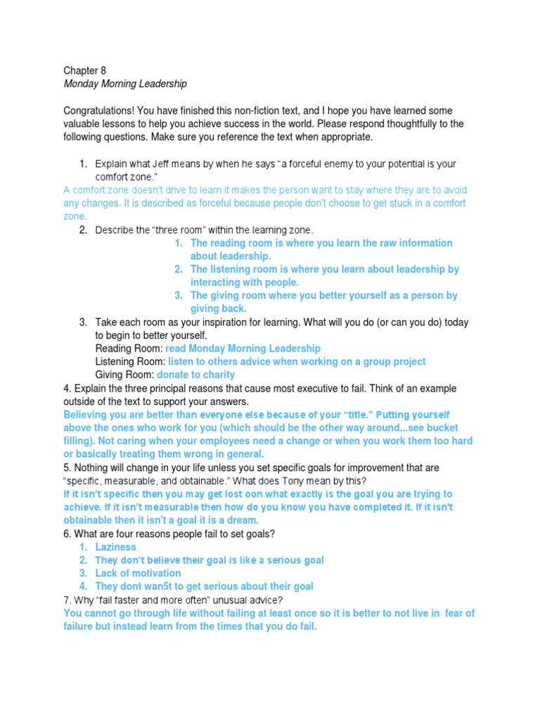 Jayla Jackson - Chapter 8 Monday Morning Leadership - 838028 | PDF ...