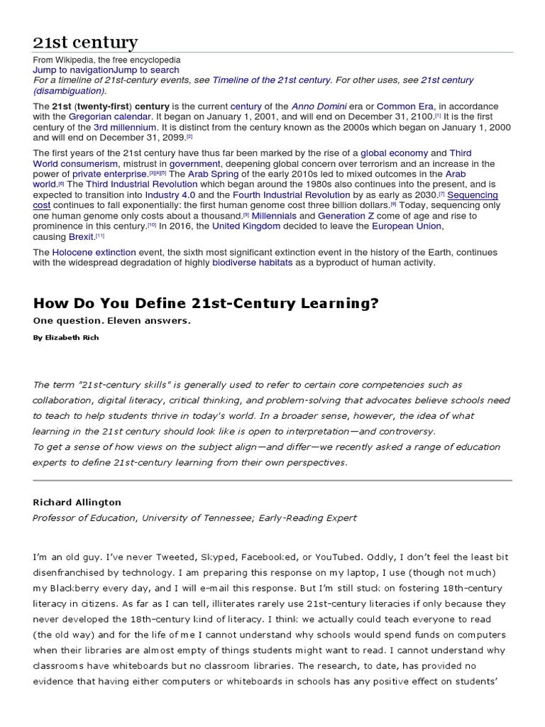 How Do You Define 21st-Century Learning? | PDF | 21st Century | Literacy