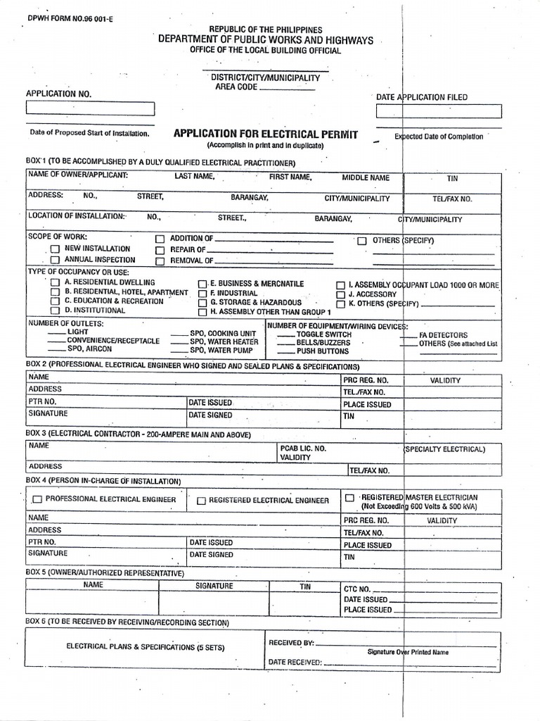 DPWH - Electrical Permit