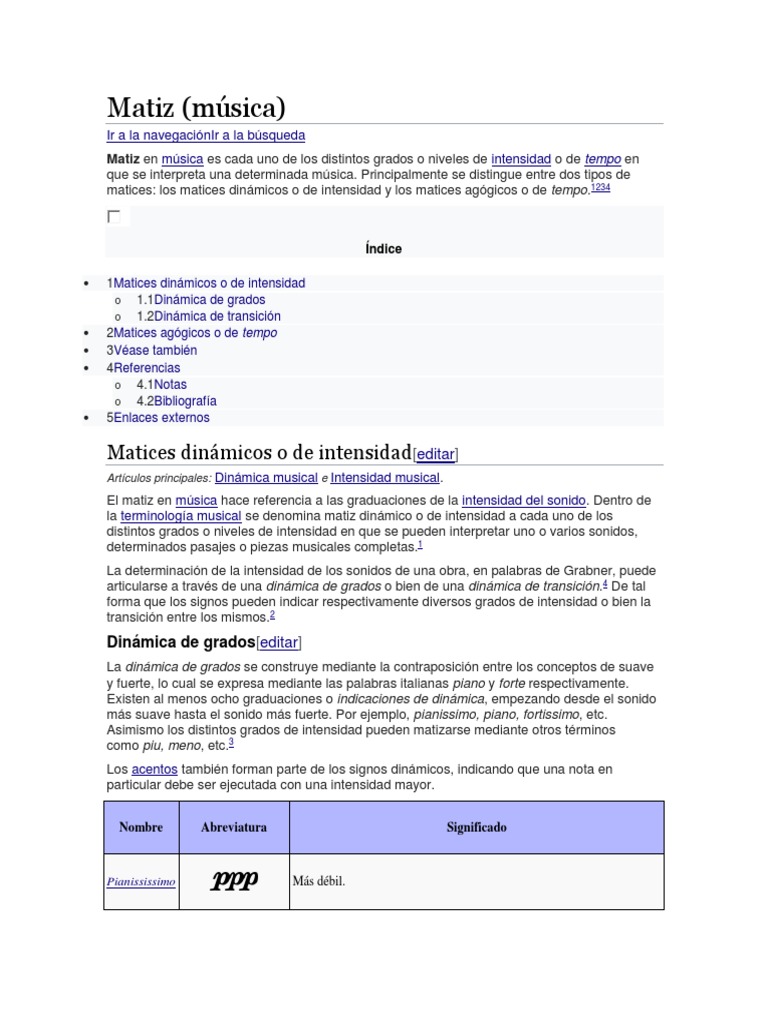 Matices en Música: Intensidad y Tempo | PDF | Las artes escénicas ...