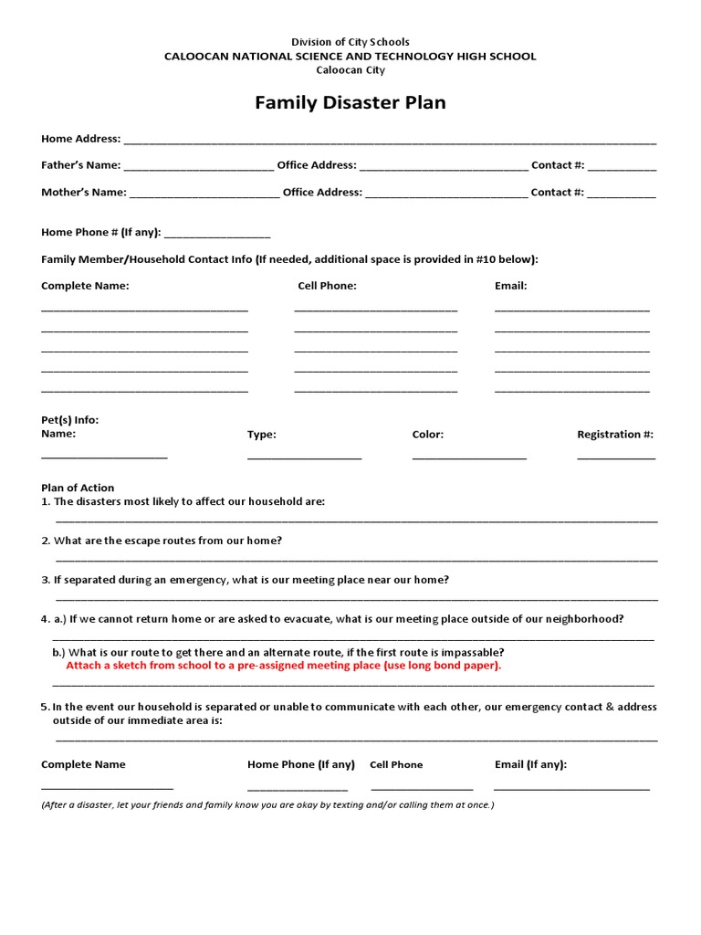 Family Disaster Plan | PDF | Emergency Evacuation | Emergency Incident