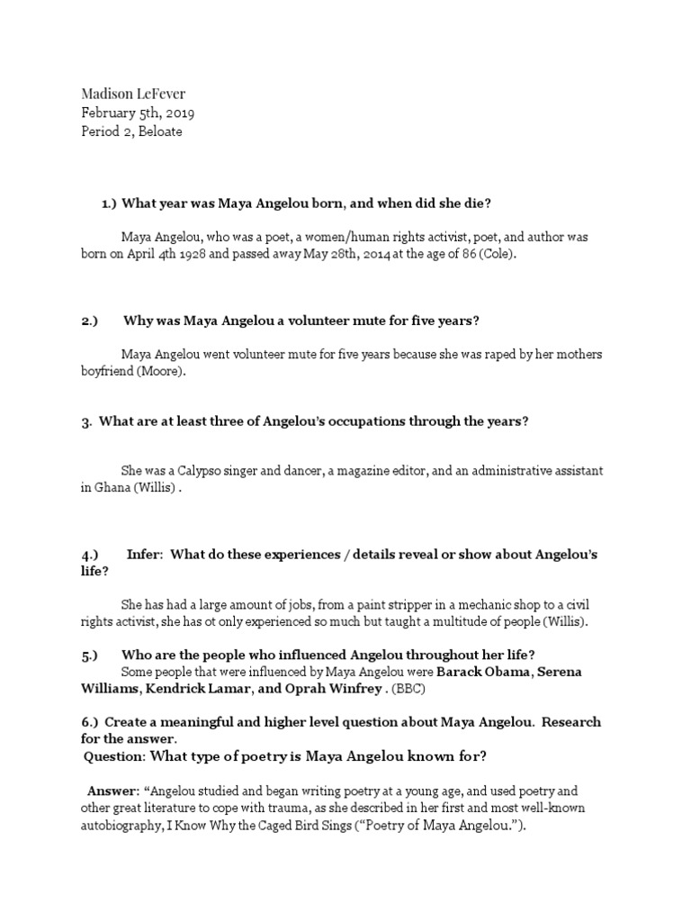 Maya Angelou - Mini Research 1 | PDF | Maya Angelou