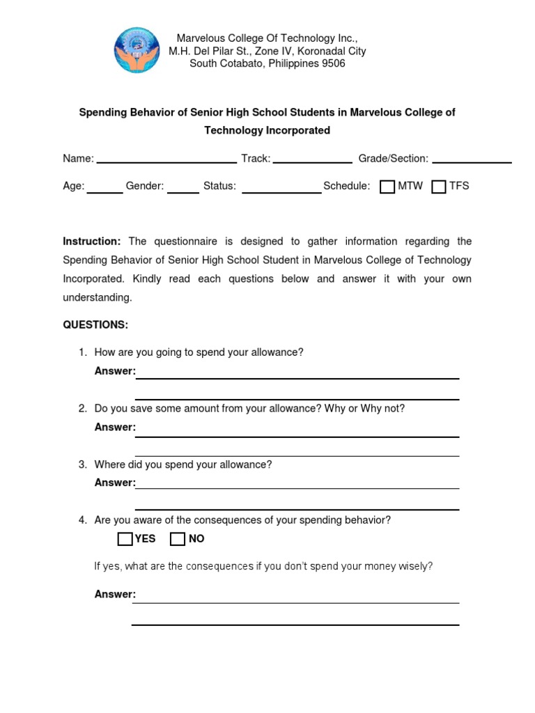 Spending Behavior Survey for Students | PDF | Career & Growth | Social ...