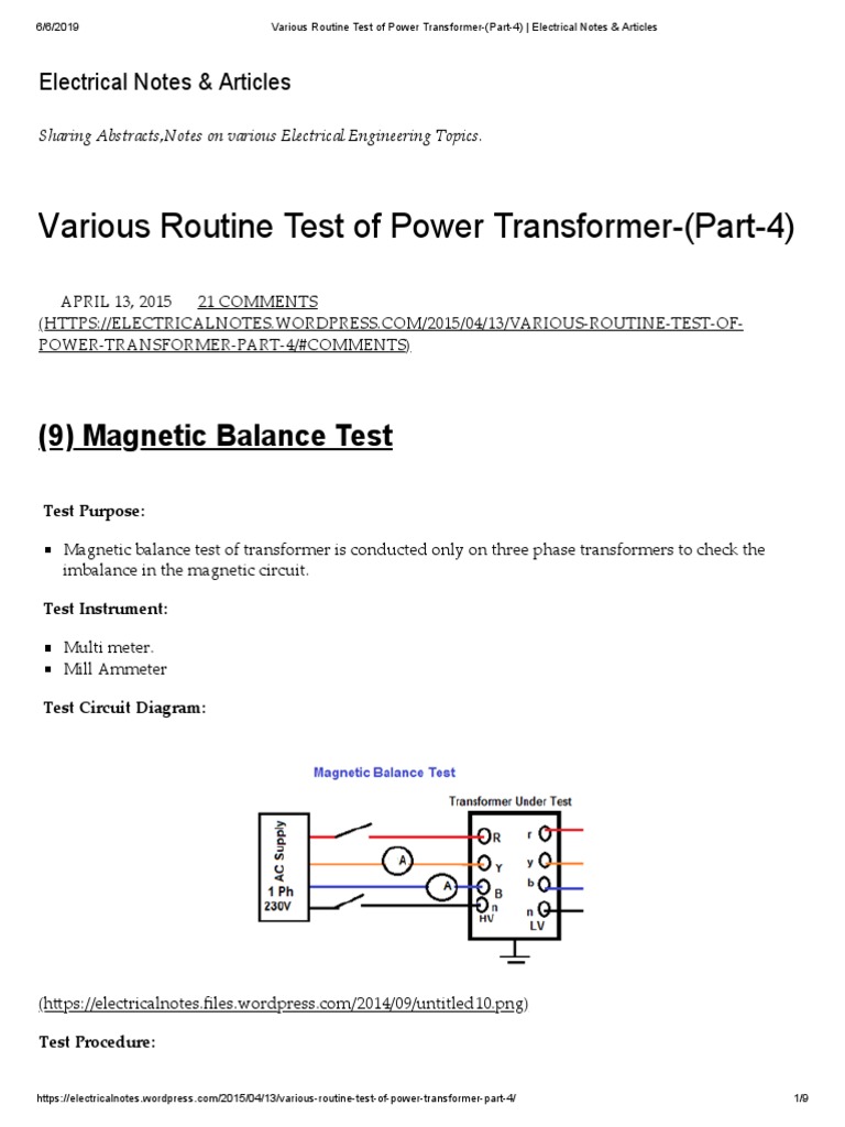 Various Routine Test of Power Transformer-(Part-4) | Transformer ...