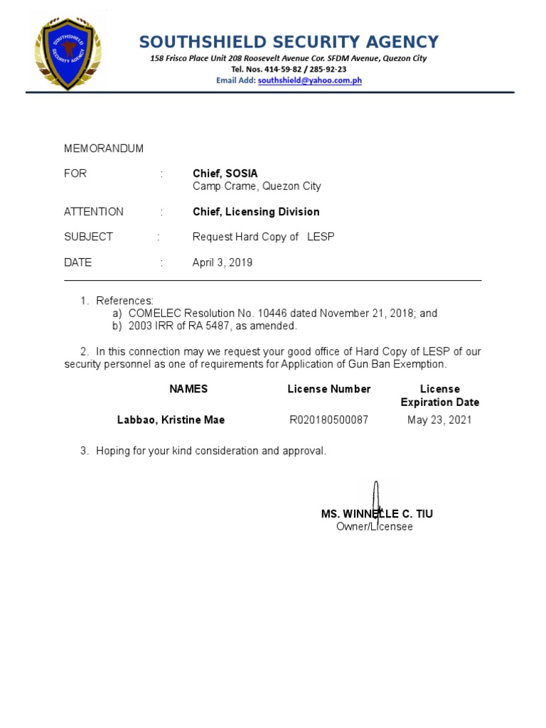 Letter Request of LESP | PDF