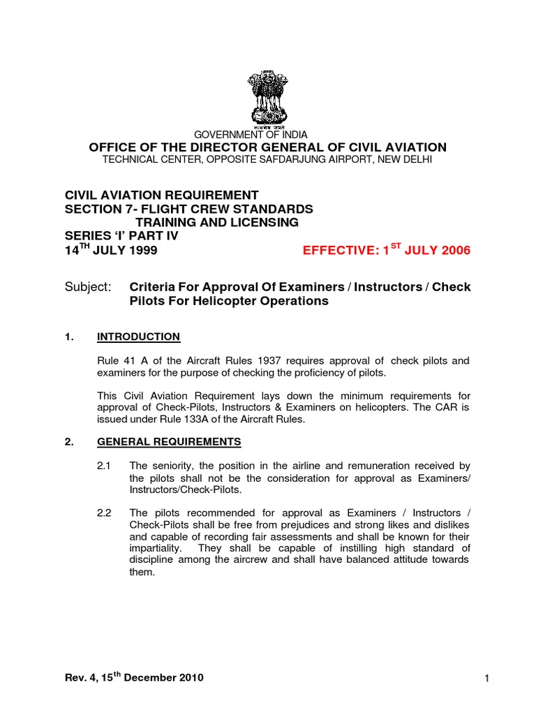 Helicopter Examiner Approval Criteria | PDF | Flight Instructor | Aviation