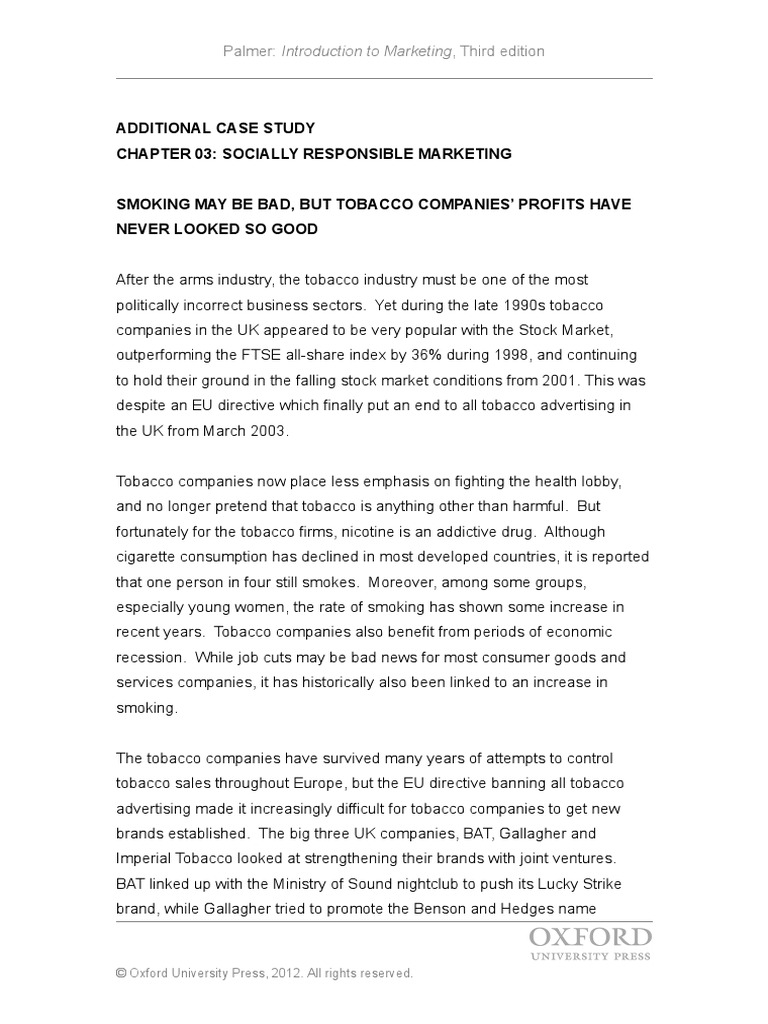 Marketing Case - Social Responsibility Marketing | PDF | Tobacco ...