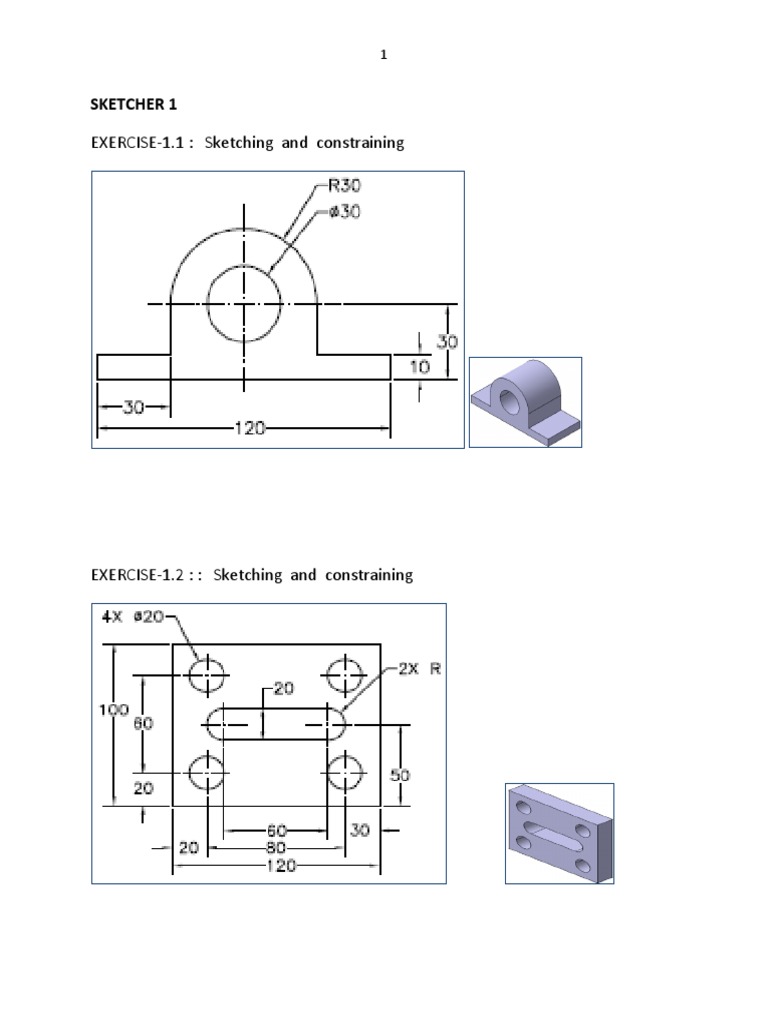EXERCISE-1.1: Sketching and Constraining: Sketcher 1 | PDF | Technical ...