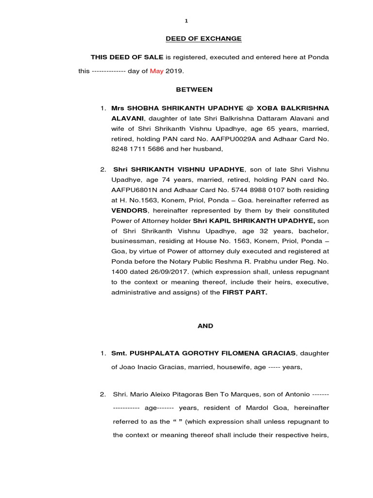 Deed of Exchange | PDF | Deed | Covenant (Law)