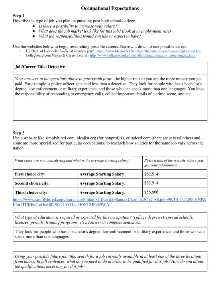 Occupational Expectations | PDF | Citizenship Of The United States ...