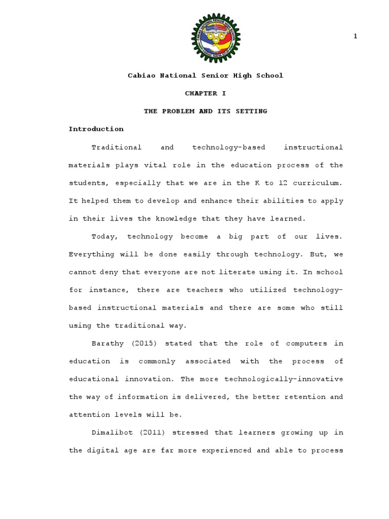 Research Final. Chapter 1,2,3,4,5 | PDF | Teachers | Project Based Learning