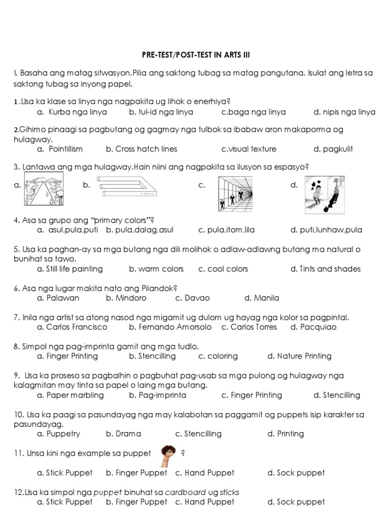 Pre Test in Art | PDF
