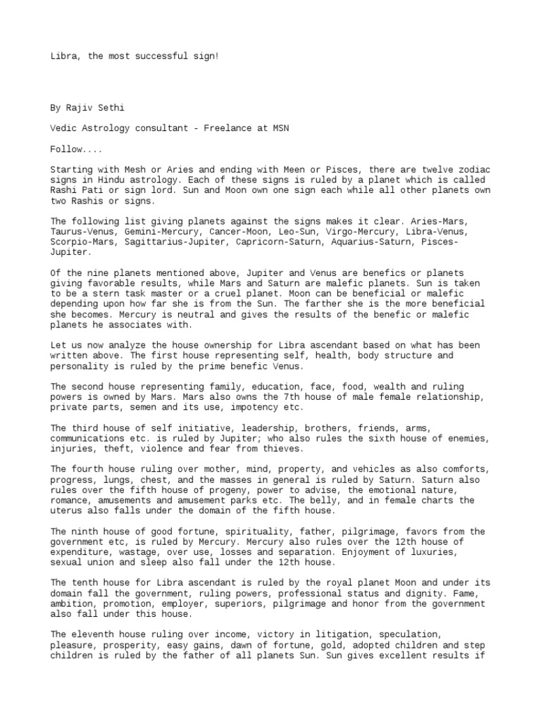 Libra, The Most Successful Sign! | PDF | Planets In Astrology | Divination