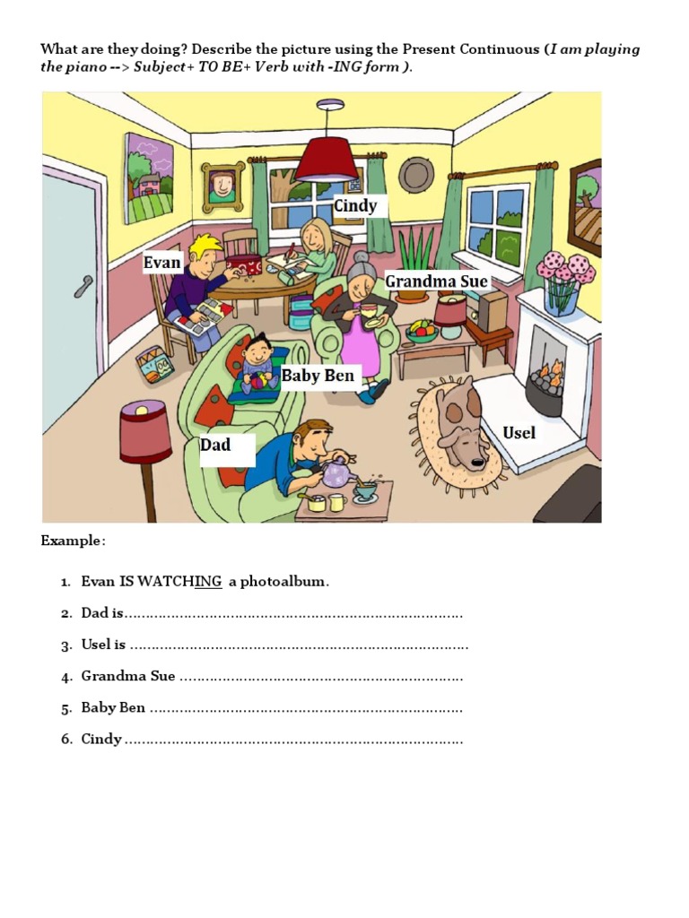 Describing Pictures Present Continuous | PDF