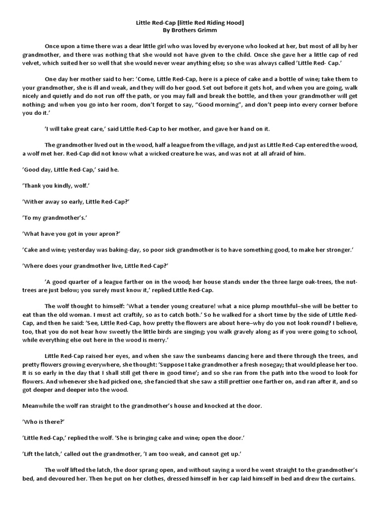 Little Red Cap | PDF | Little Red Riding Hood