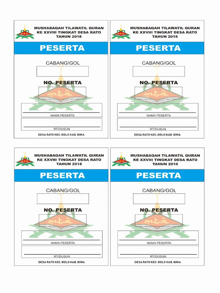ID CARD Panitia MTQ | PDF