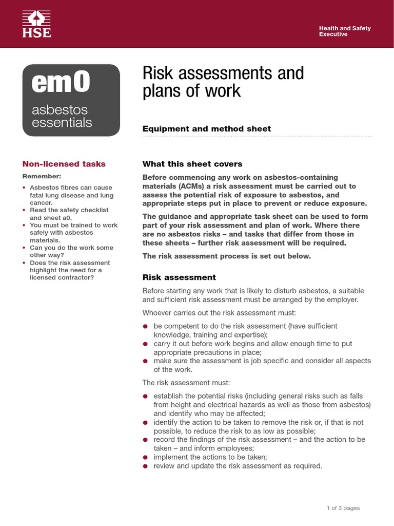 Risk Assessments and Plans of Work: Asbestos Essentials | PDF ...