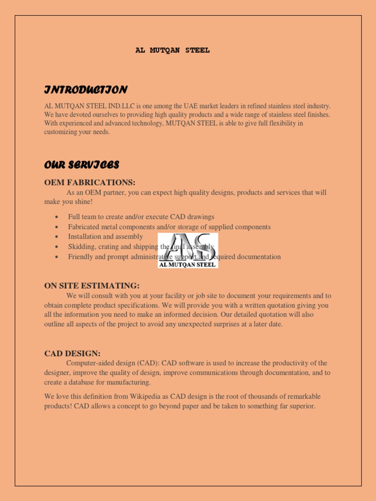 Al Mutqan Steel: UAE Stainless Fabrication | PDF | Metal Fabrication ...