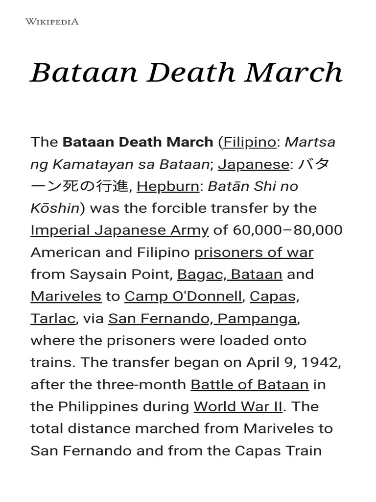 Bataan Death March | PDF | Military Of The Empire Of Japan | Military