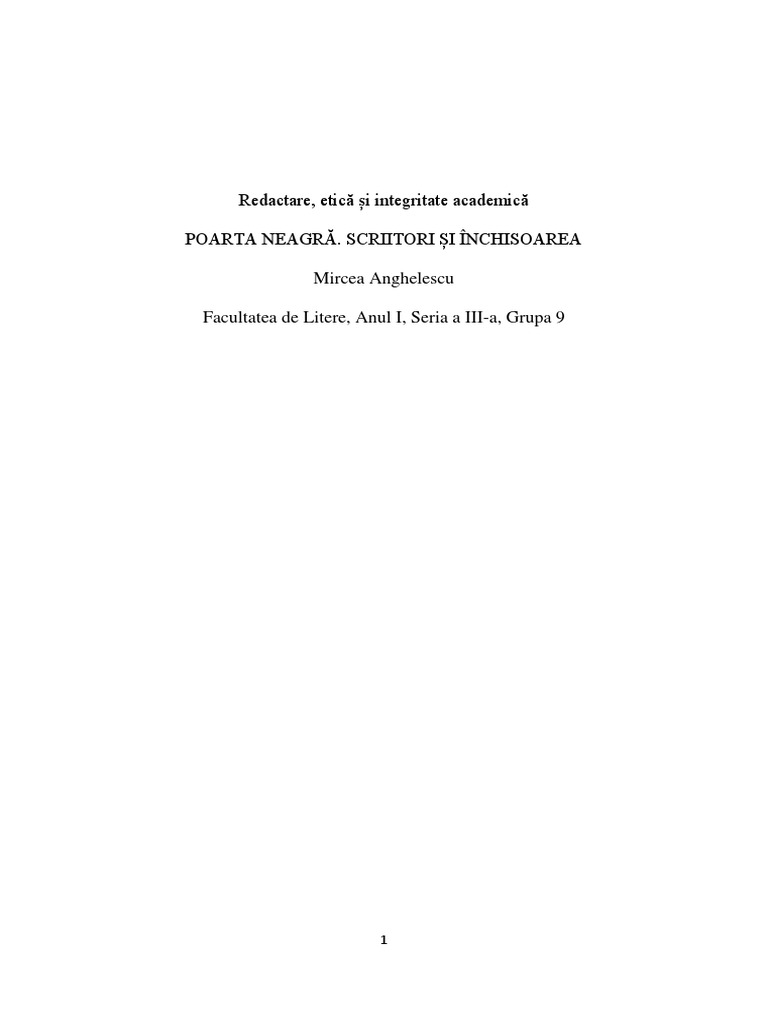Prezentare de Carte "Poarta Neagra. Scriitori Si Inchisoarea" | PDF