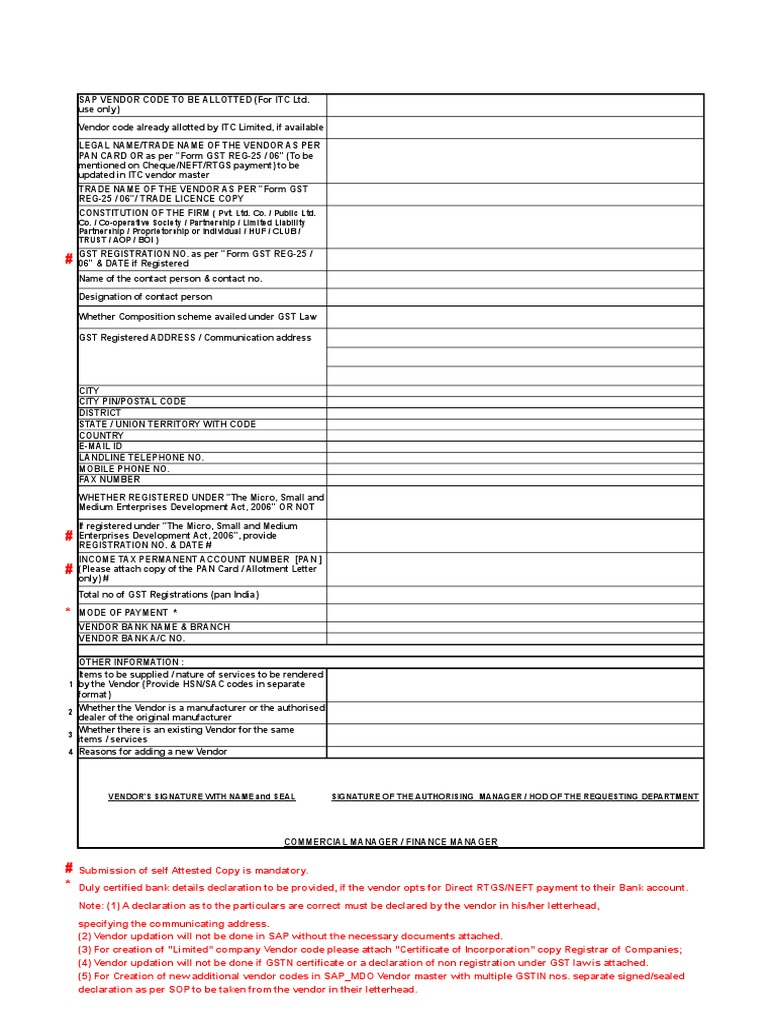 Vendor Master Form | PDF | Government Information | Payments