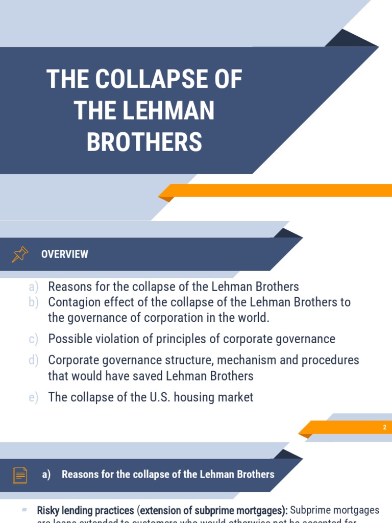 Collapse of The Lehman Brothers - CASE STUDY | PDF | Corporate Governance | Lehman Brothers
