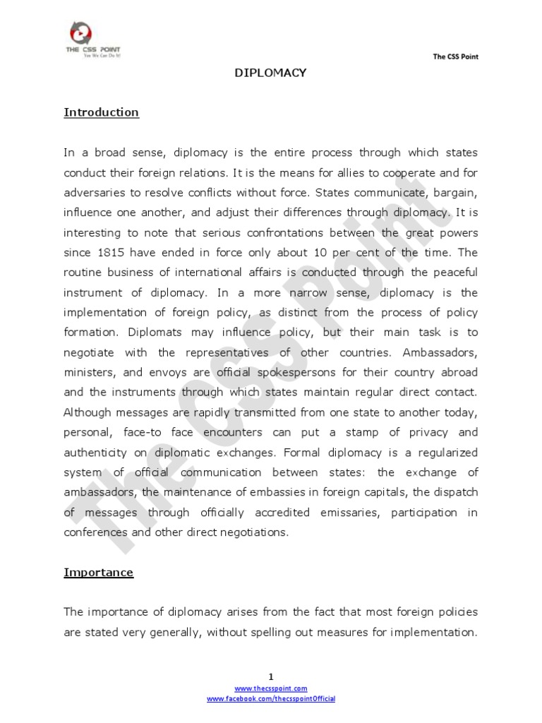 Diplomacy: The CSS Point | PDF | Ambassador | Diplomacy
