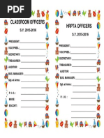 Classroom Officer Roles and Chart | PDF | Anthropometry | Public Health