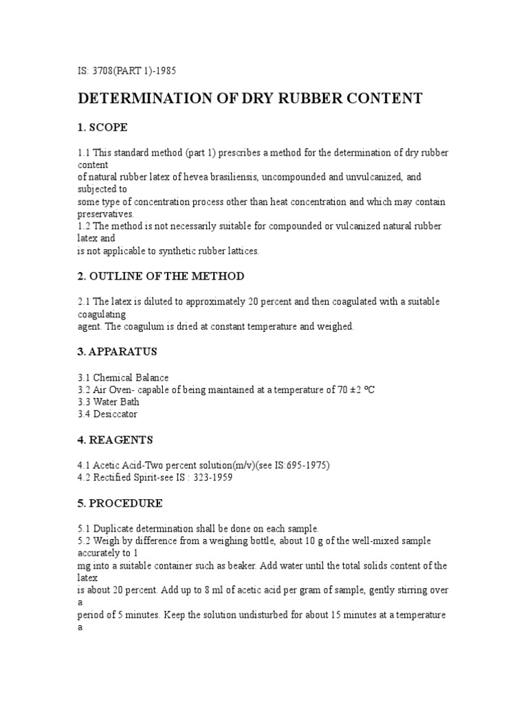 Determination of Dry Rubber Content: 1. Scope | PDF | Natural Rubber ...