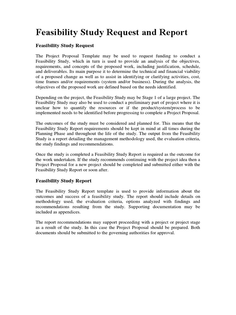Feasibility Study Request and Report | PDF