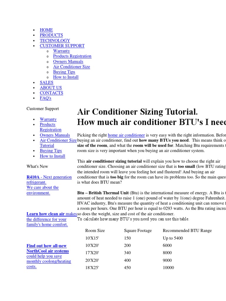 Air Conditioner Sizing Tutorial. How Much Air Conditioner BTU's I Need ...