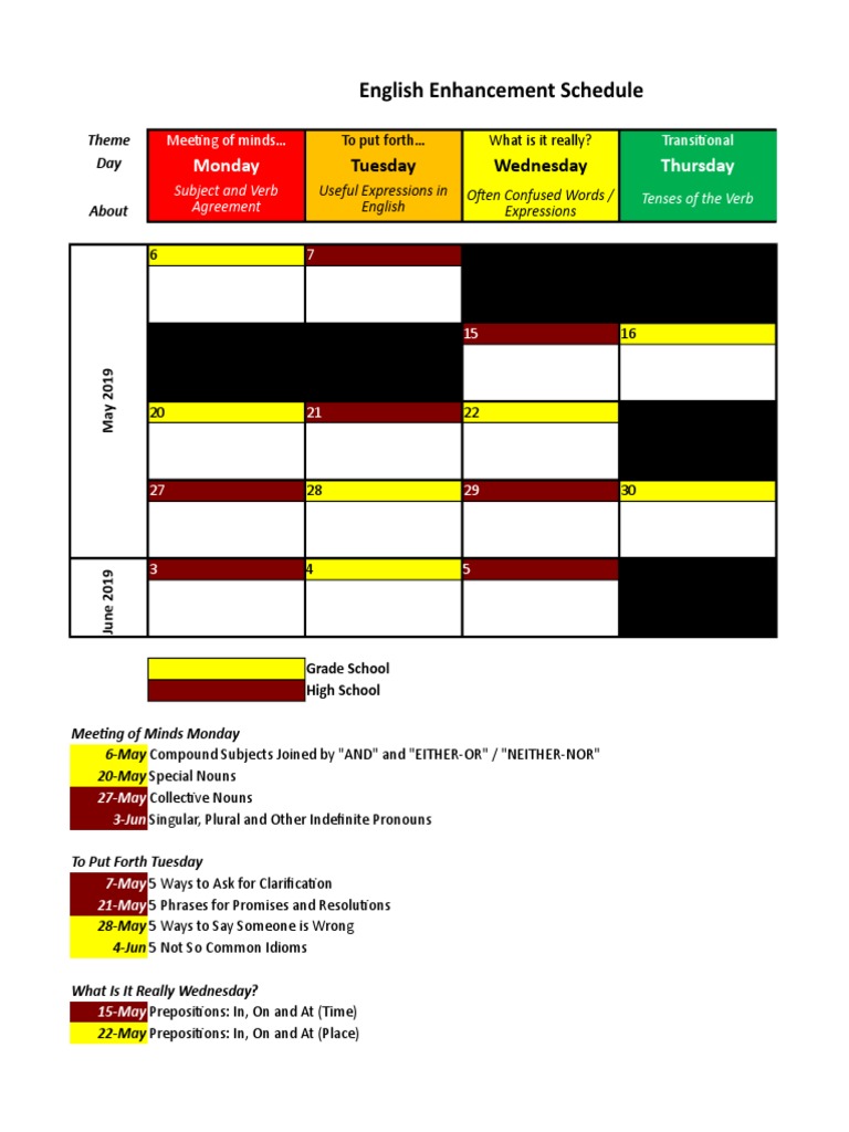 English Enhancement Schedule | PDF