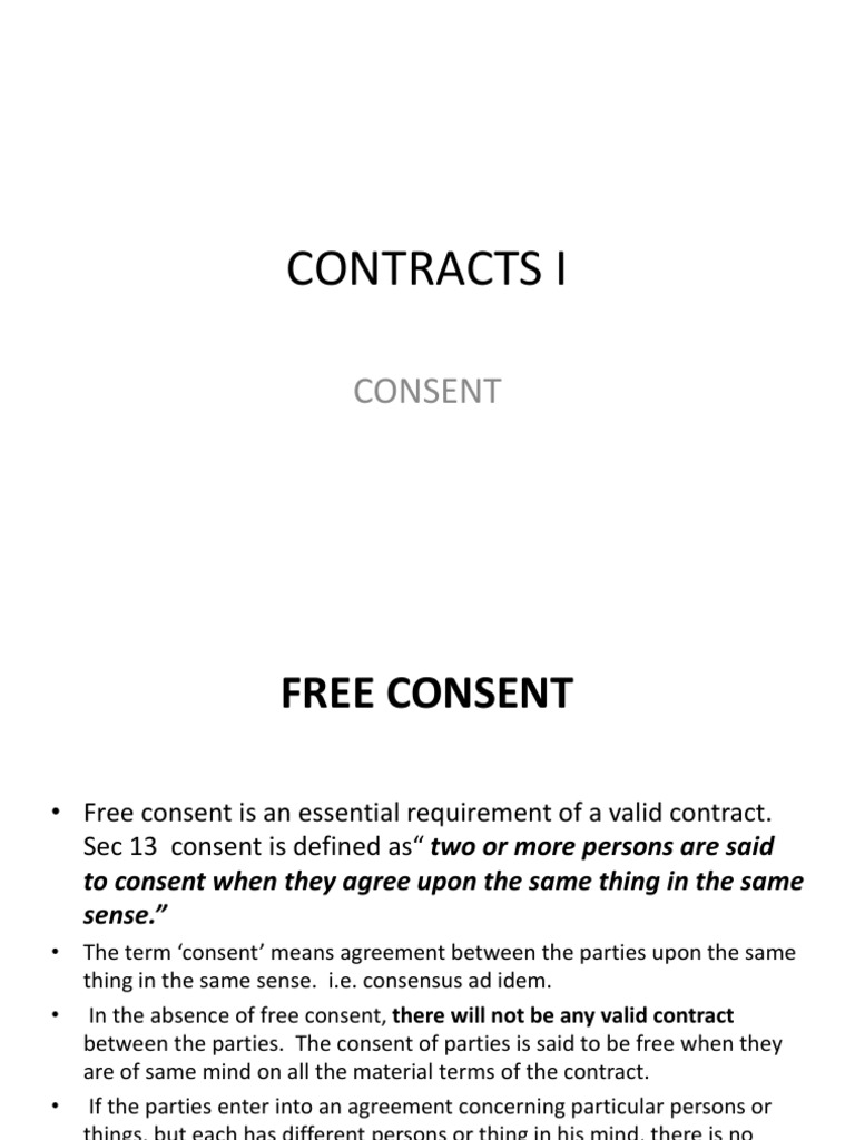 Contracts I: Consent | PDF | Consent | Civil Law (Legal System)