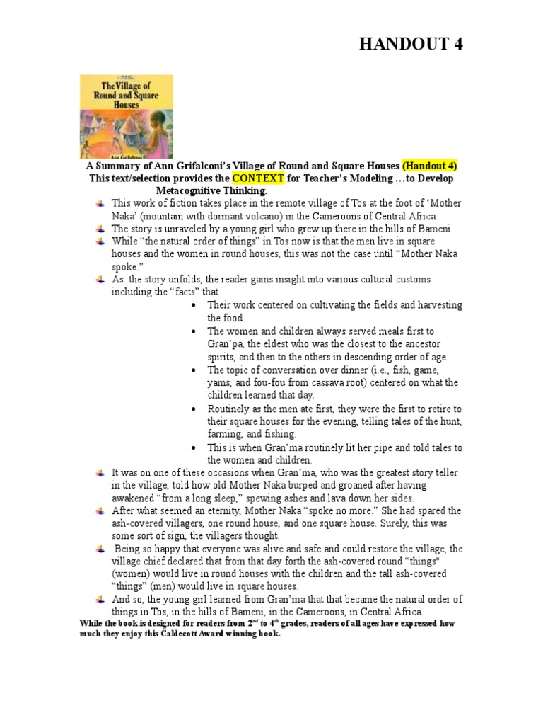 Handout (4) Summary The Village of Round and Square Houses Ann ...