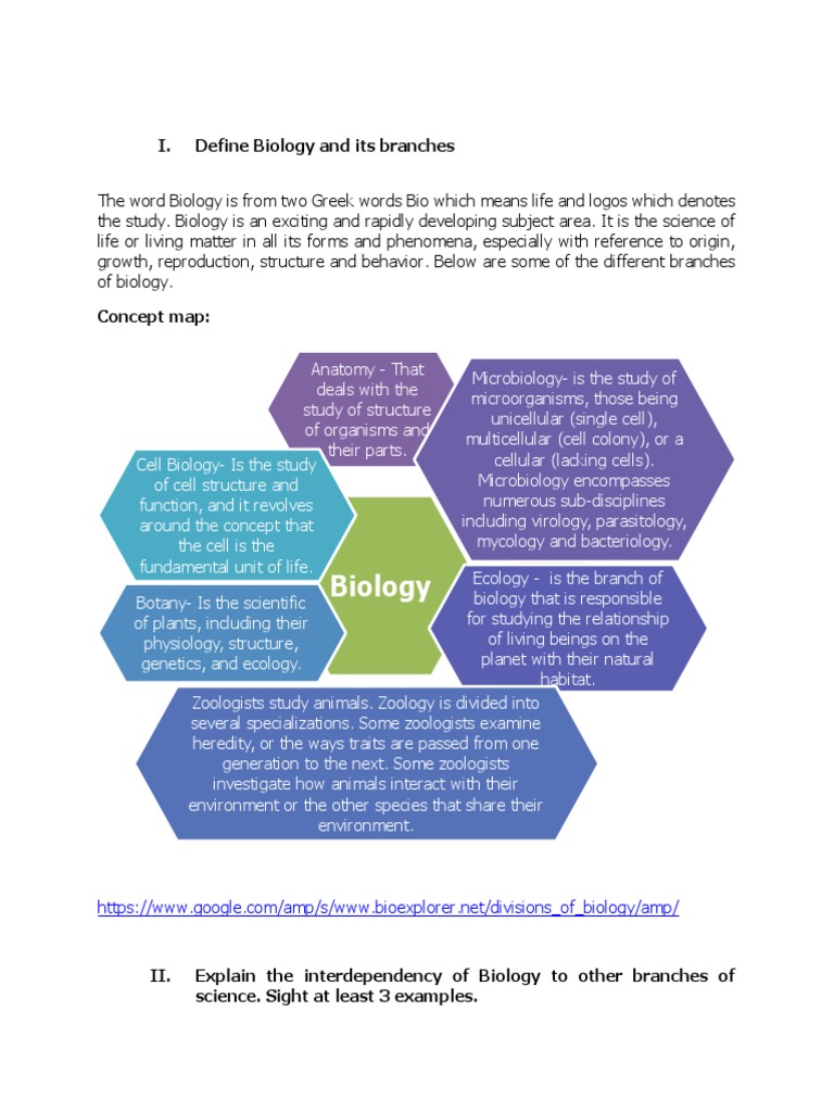 Biology: I. Define Biology and Its Branches | Download Free PDF ...