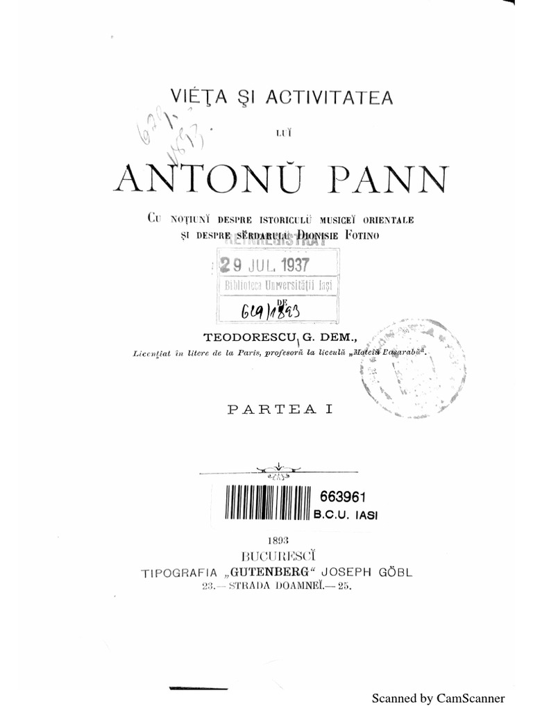 Viata Si Activitatea Lui Anton Pann - Gem Teodorescu | PDF