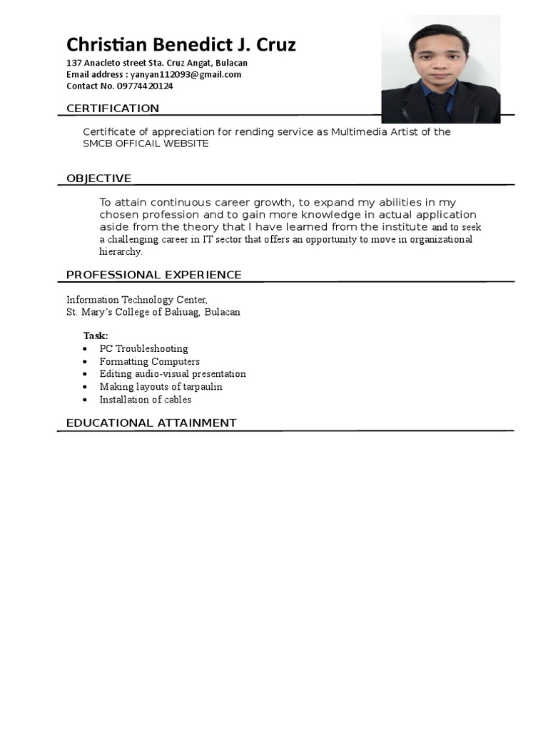 Christian Benedict Resume | PDF