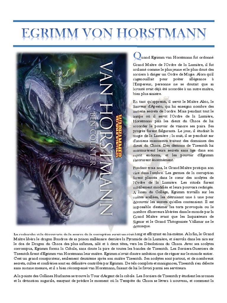 Egrimm van Horstmann : Maître du Chaos | PDF | Dé | Loisirs