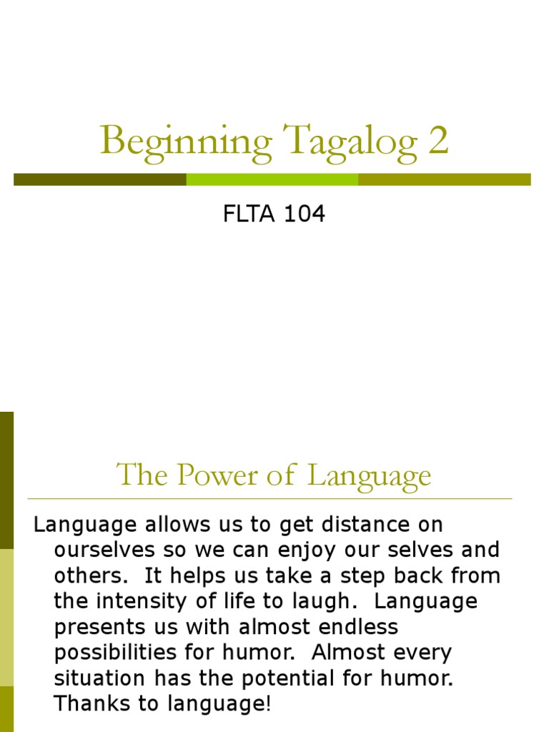 Beginning Tagalog 2 - Intro | PDF | Tagalog Language | Vocabulary
