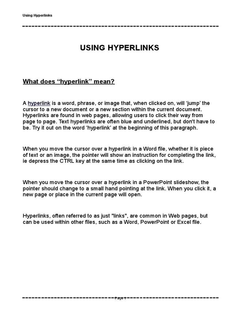 Using Hyperlinks: What Does "Hyperlink" Mean? | PDF | Hyperlink | World ...