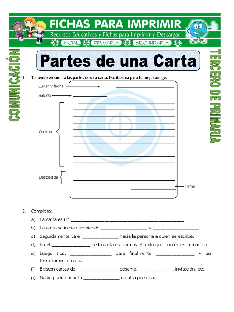 Hoja De Trabajo Sobre Las Partes De Una Carta