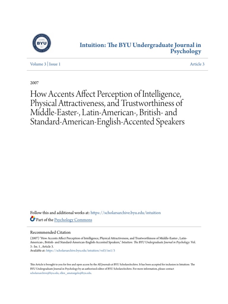 Accents and Perception | PDF | Accent (Sociolinguistics) | Prejudices